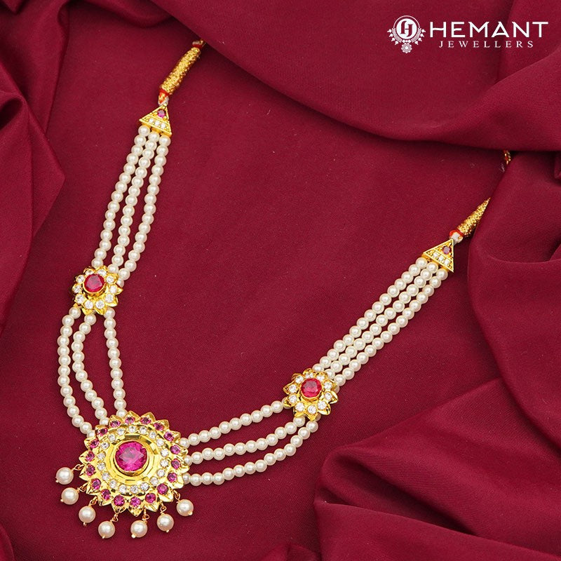Traditional Maharashtrian Chinchpeti Moti Har Short Center Pc. Big Rou ...