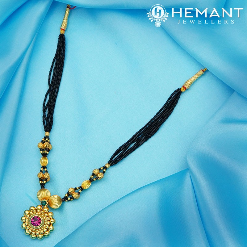 Traditional Maharashtrian Kolhapuri Mangalsutra 5 MM Dot Gattha Saj 0 ...