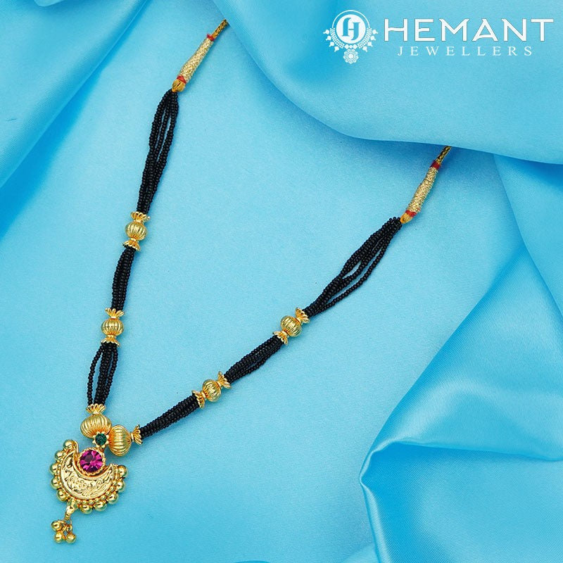 Traditional Maharashtrian Kolhapuri Mangalsutra Copper Cap Chand Mediu ...