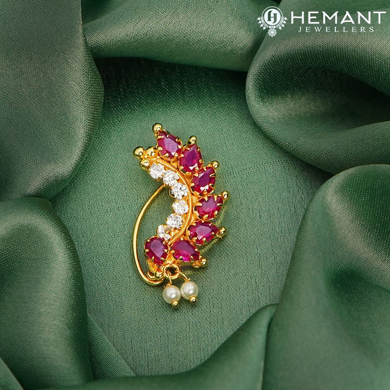 Traditional Maharashtrian Kolhapuri Micro Gold Plated Nath E (Nose Pin ...