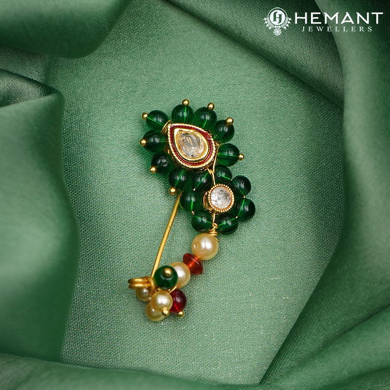 Traditional Maharashtrian Kolhapuri Micro Gold Plated Nath/Nose Pin Gr ...