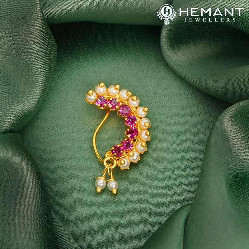 Traditional Maharashtrian Kolhapuri Micro Gold Plated Nath M (Nose Pin ...