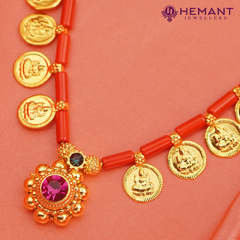 Traditional Maharashtrian Kolhapuri Micro Gold Plated Putali Har 8 Lax ...