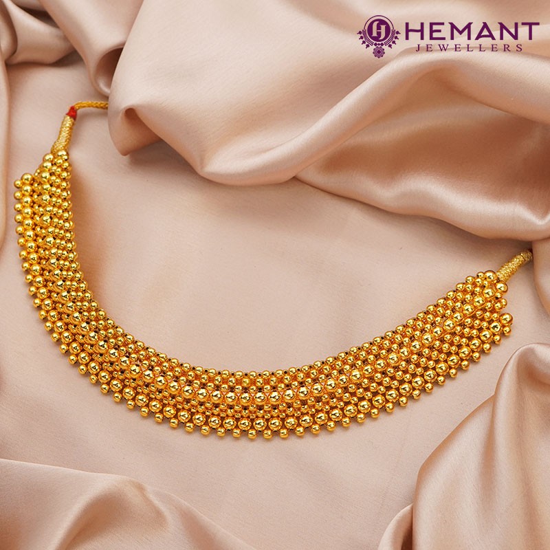 Traditional Maharashtrian Kolhapuri Micro Gold Plated Thushi Double Th ...