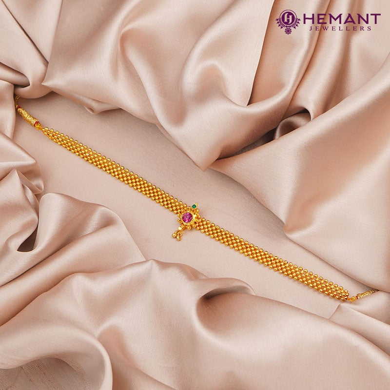Traditional Maharashtrian Kolhapuri Micro Gold Plated Thushi Patta Gol ...