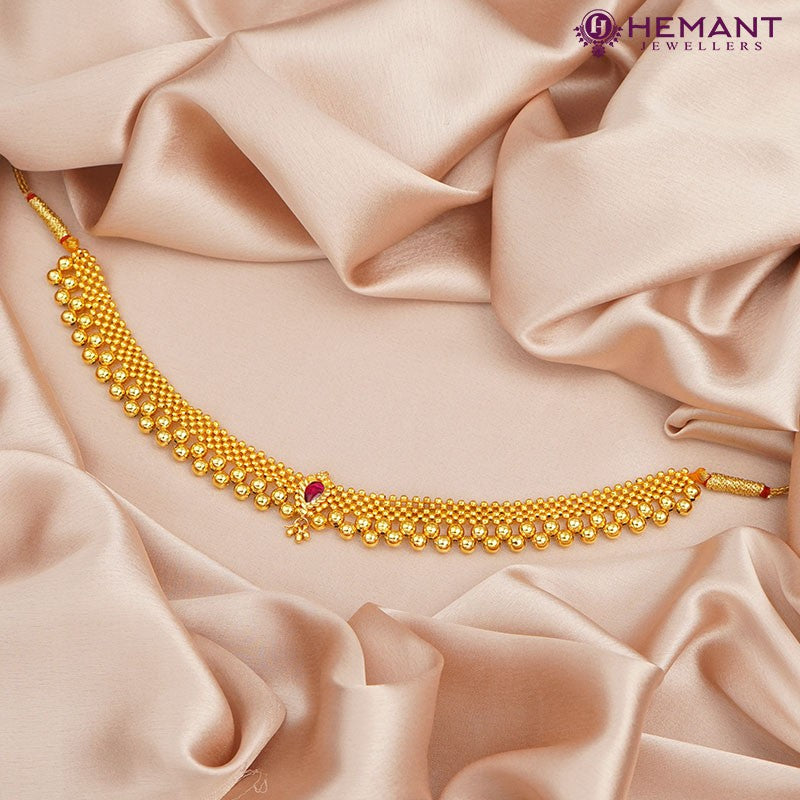 Traditional Maharashtrian Kolhapuri Micro Gold Plated Thushi Patta Pan ...