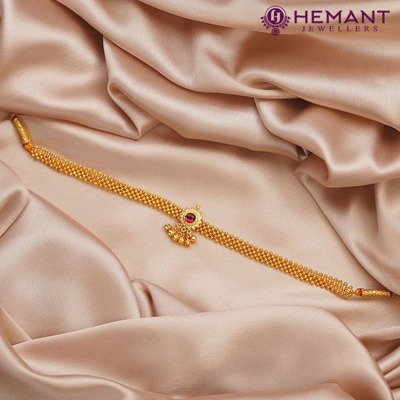 Traditional Maharashtrian Kolhapuri Thushi Patta Golden 1 Flower Round ...