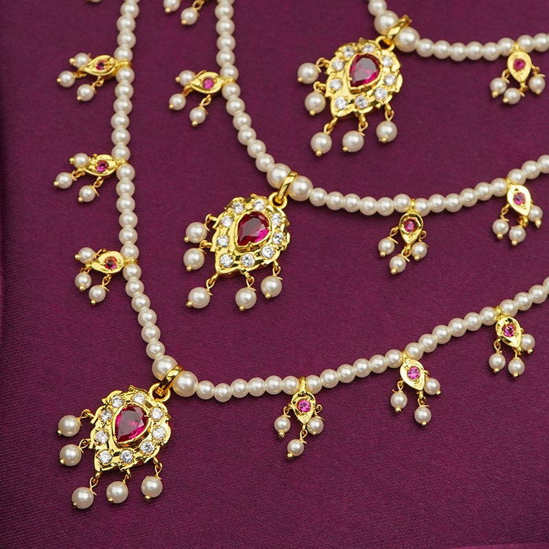 Traditional Maharashtrian Moti Har Long 4 Step Pan WT – itisaaj