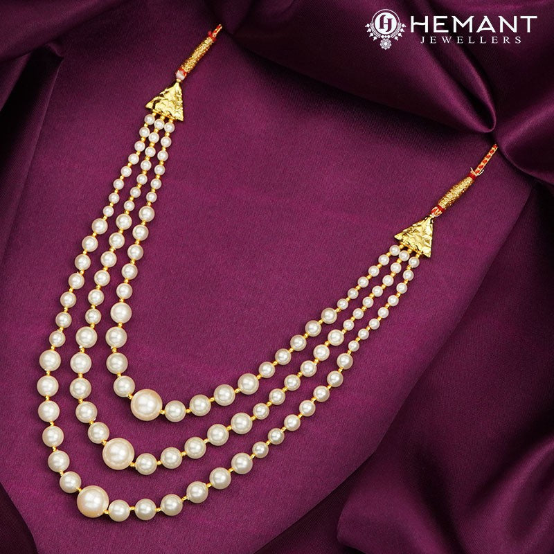 Traditional Maharashtrian Moti Mala Utar 3 Line - Bridal Set – itisaaj